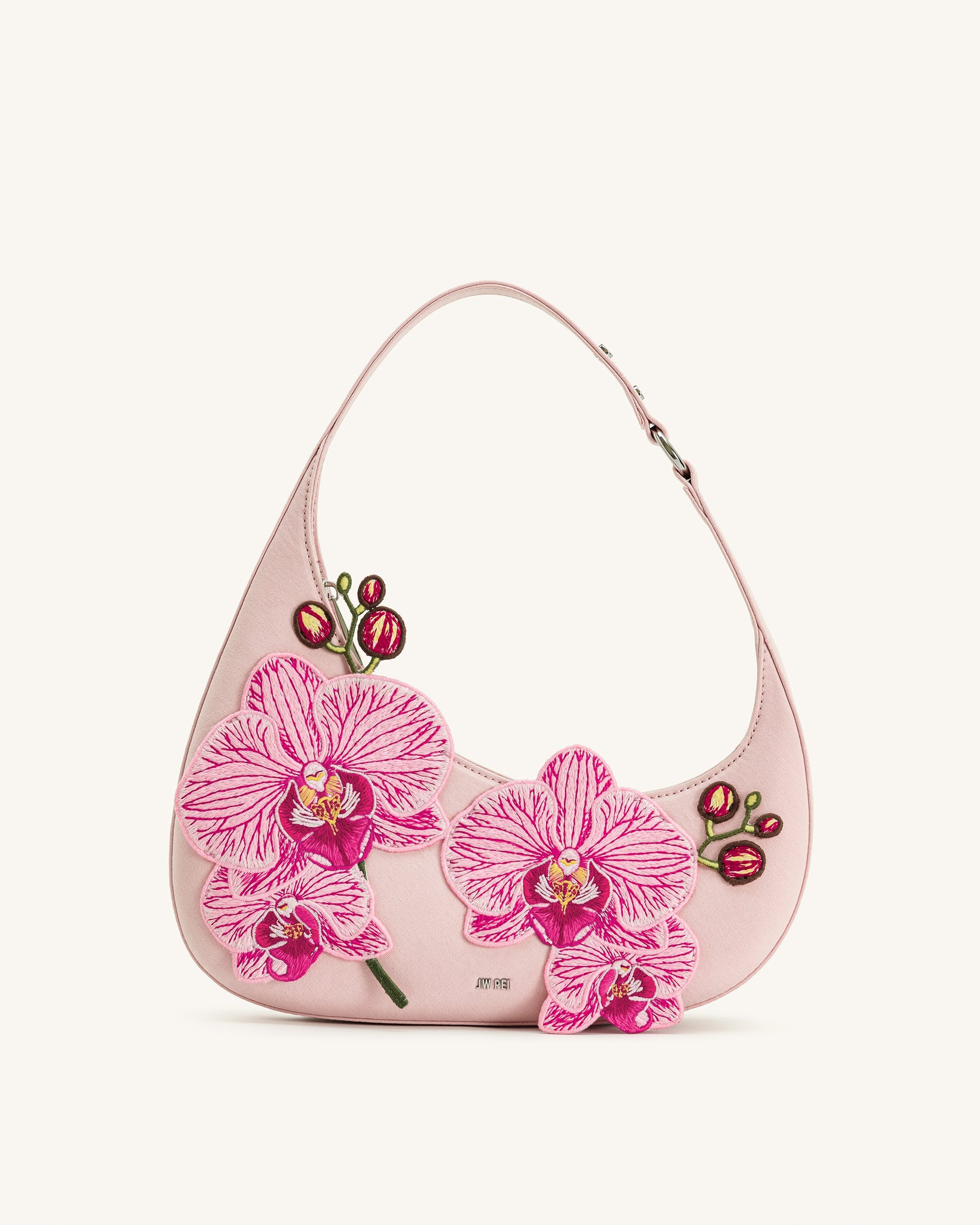 Harlee Orchid Embroidered Shoulder Bag - Pink - JW PEI LATAM